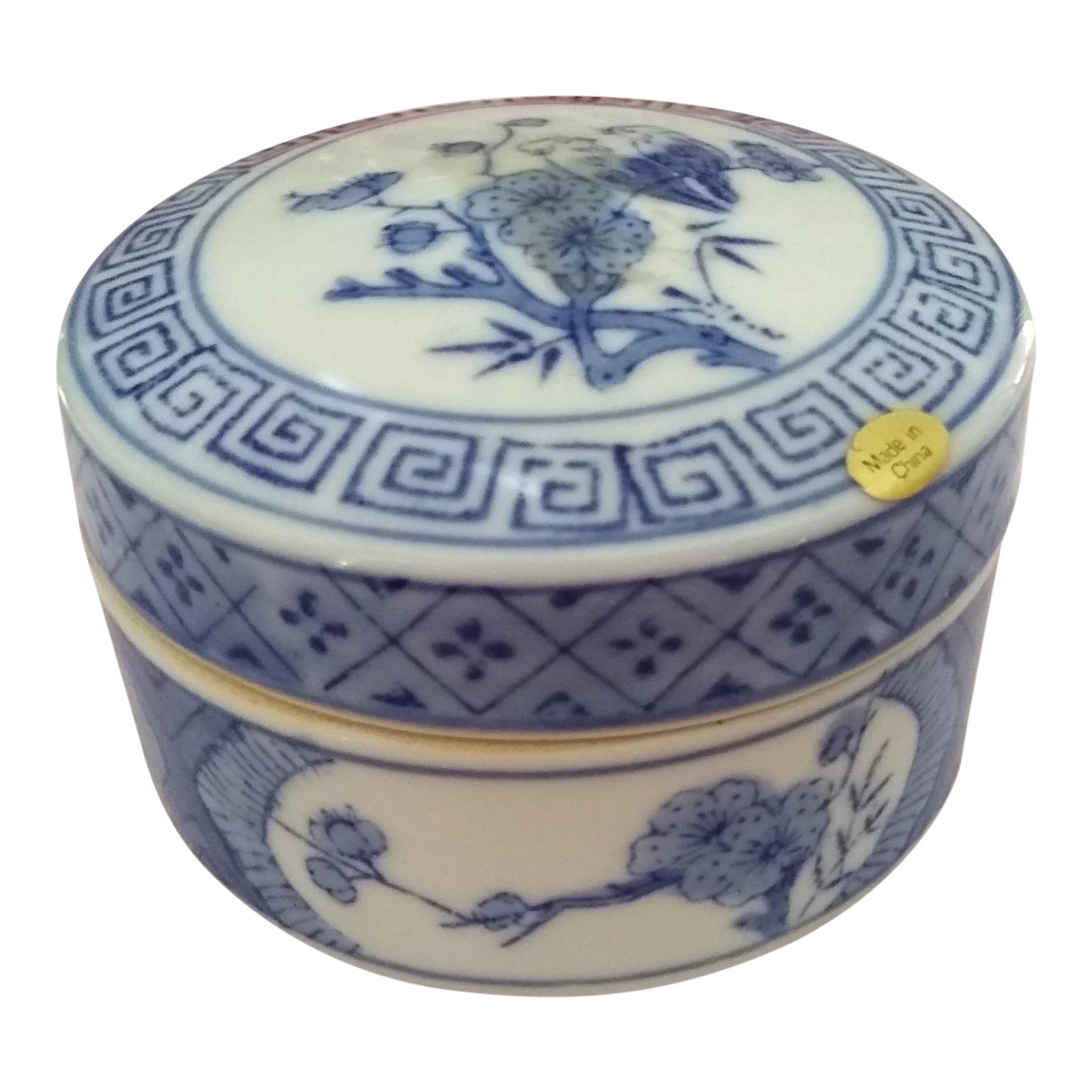 Vintage Chinese Ceramic Cylindrical Container | Chairish