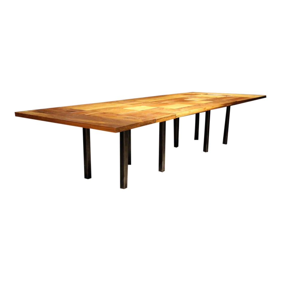 Large Iron and Wood Dining Table | Chairish