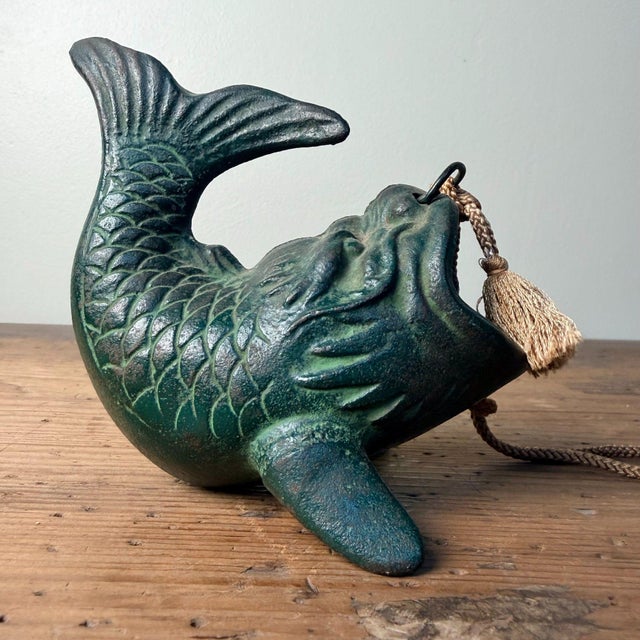 Small Japanese Fish Ikebana Hanging Vase in Patinated Bronze, 1950s ...