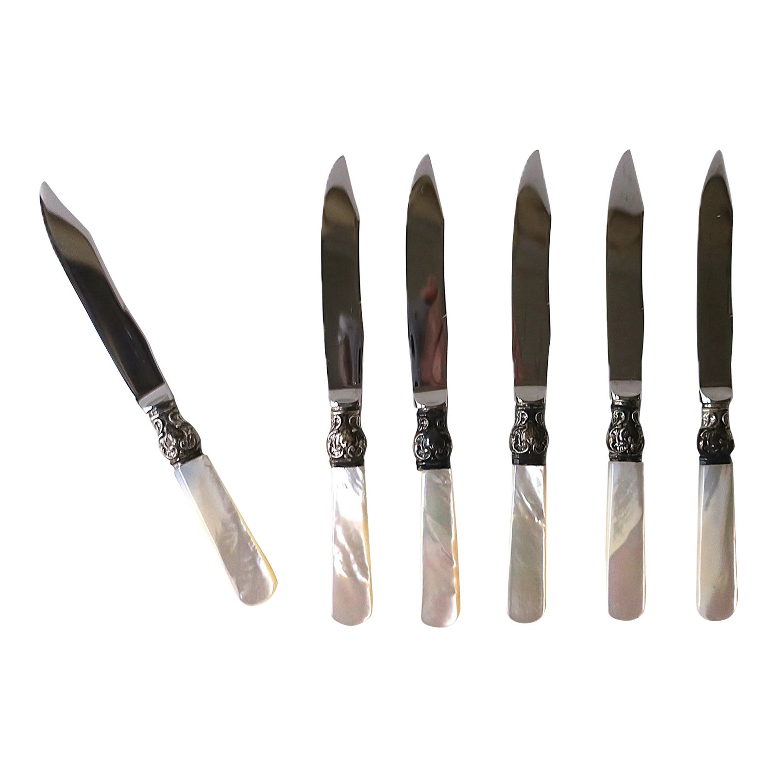 Sterling Silver Bar Fruit or Appetizer Knives, Set of 6 | Chairish