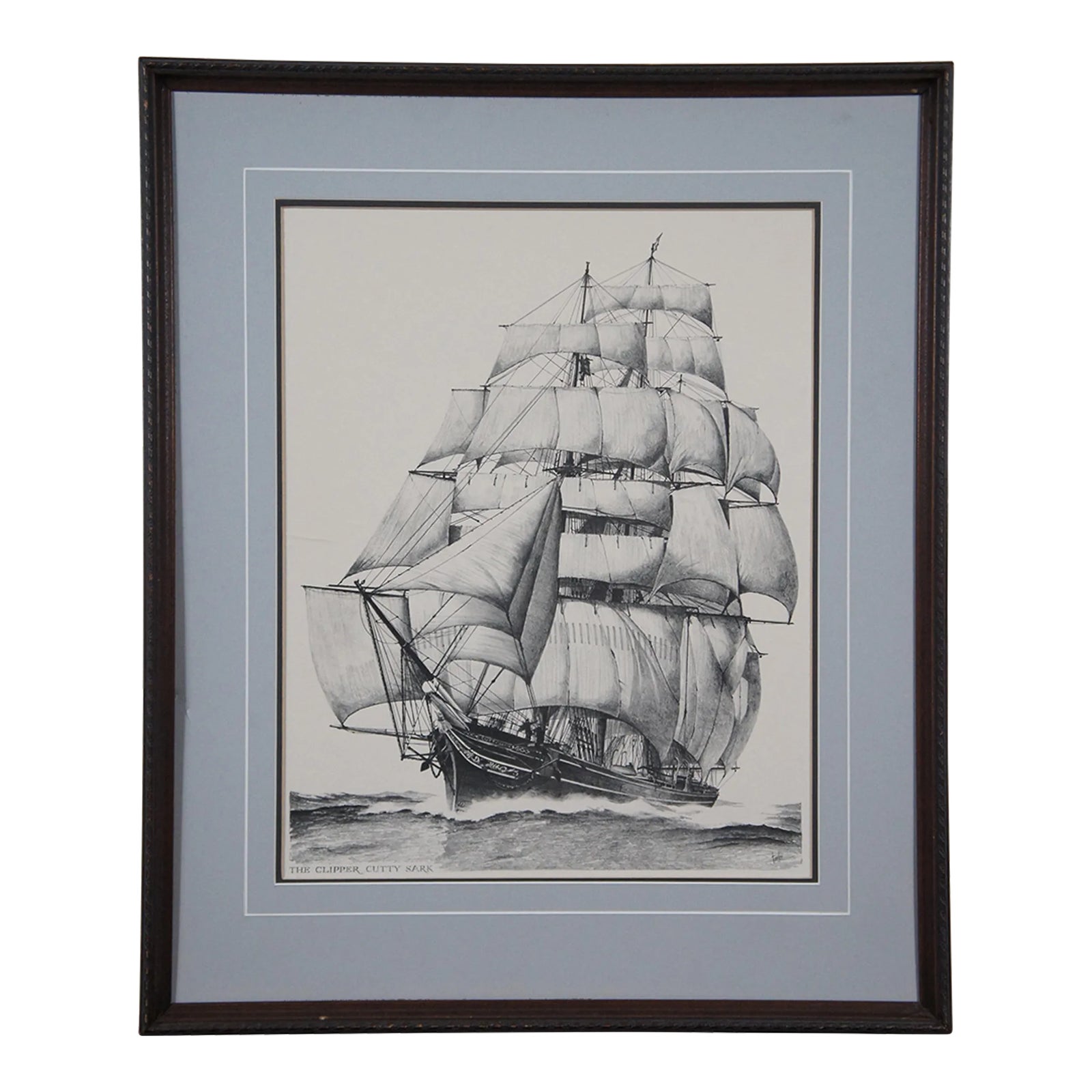 The Clipper Cutty Sark Tea Ship Nautical Maritime Lithograph Print ...