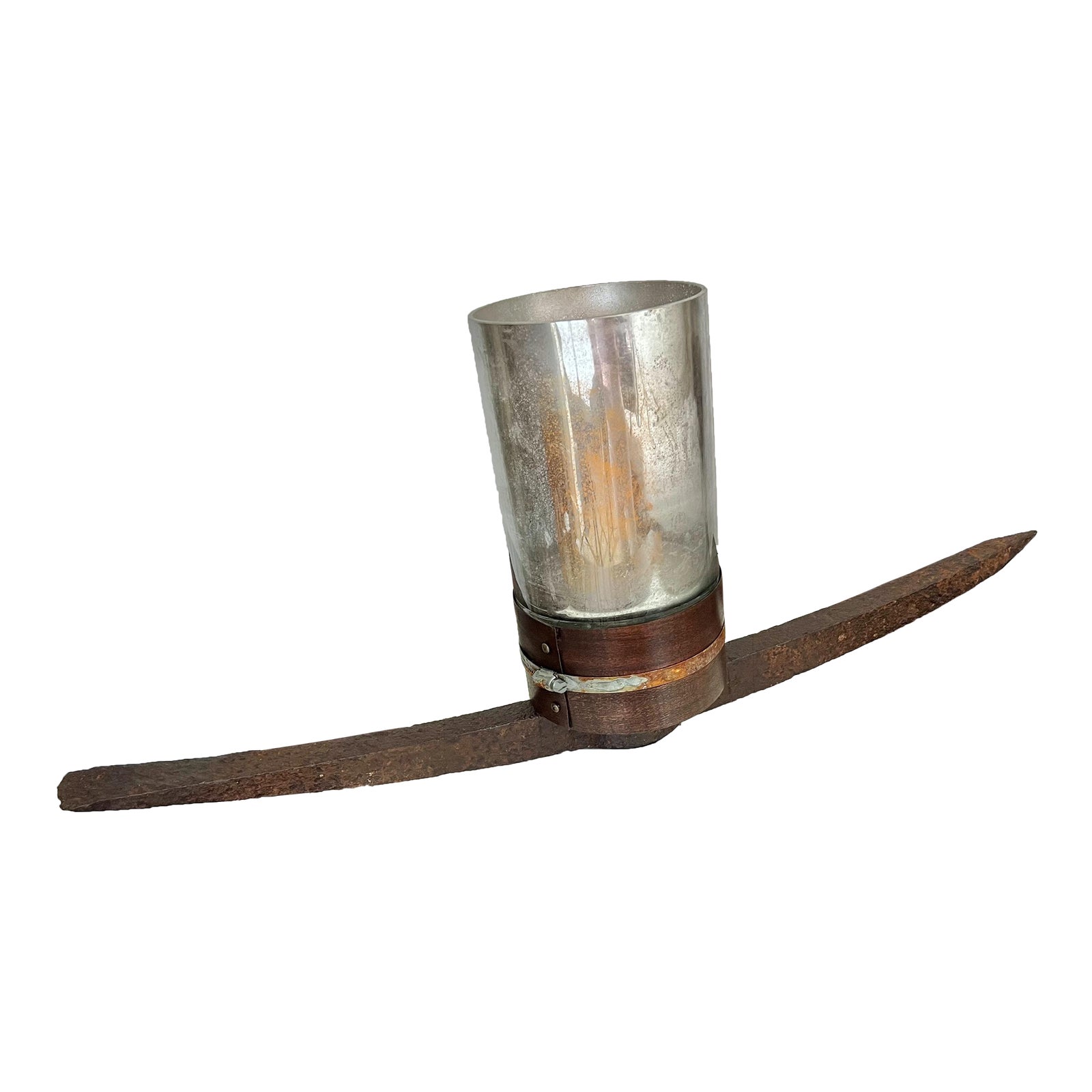 Mid 19th Century Pickaxe and Mercury Glass Candle Holder | Chairish