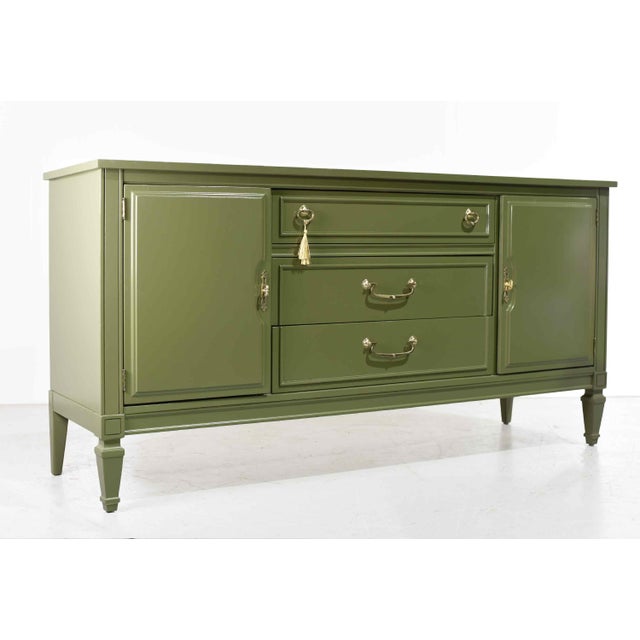 Mid Century Transitional Buffet in Green - Newly Painted | Chairish