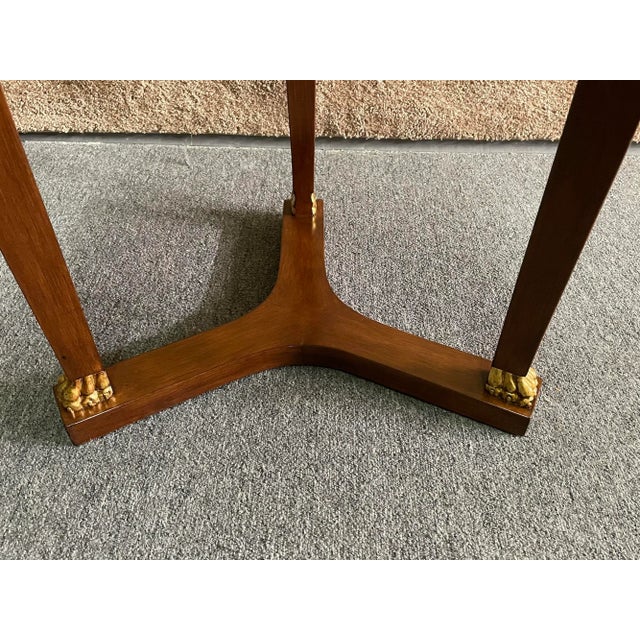 Vintage Round Eqyptian Revival Empire Style Accent Table W/Guilded Carvings | Chairish