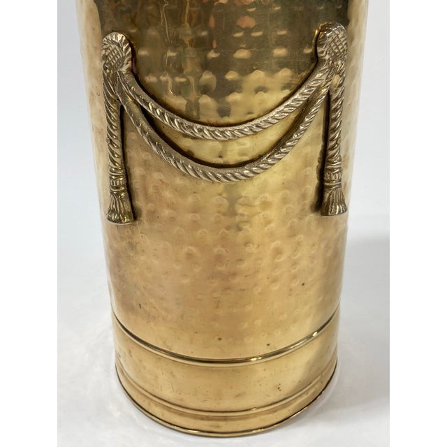 Vintage Hammered Brass Tassel Motif Umbrella Stand | Chairish