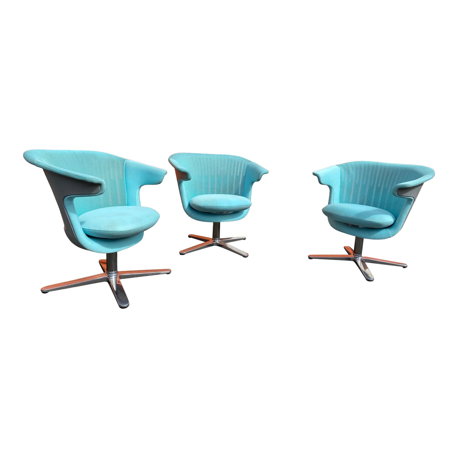 Blue Steelcase I2i Lounge Chairs - Set of 3 | Chairish