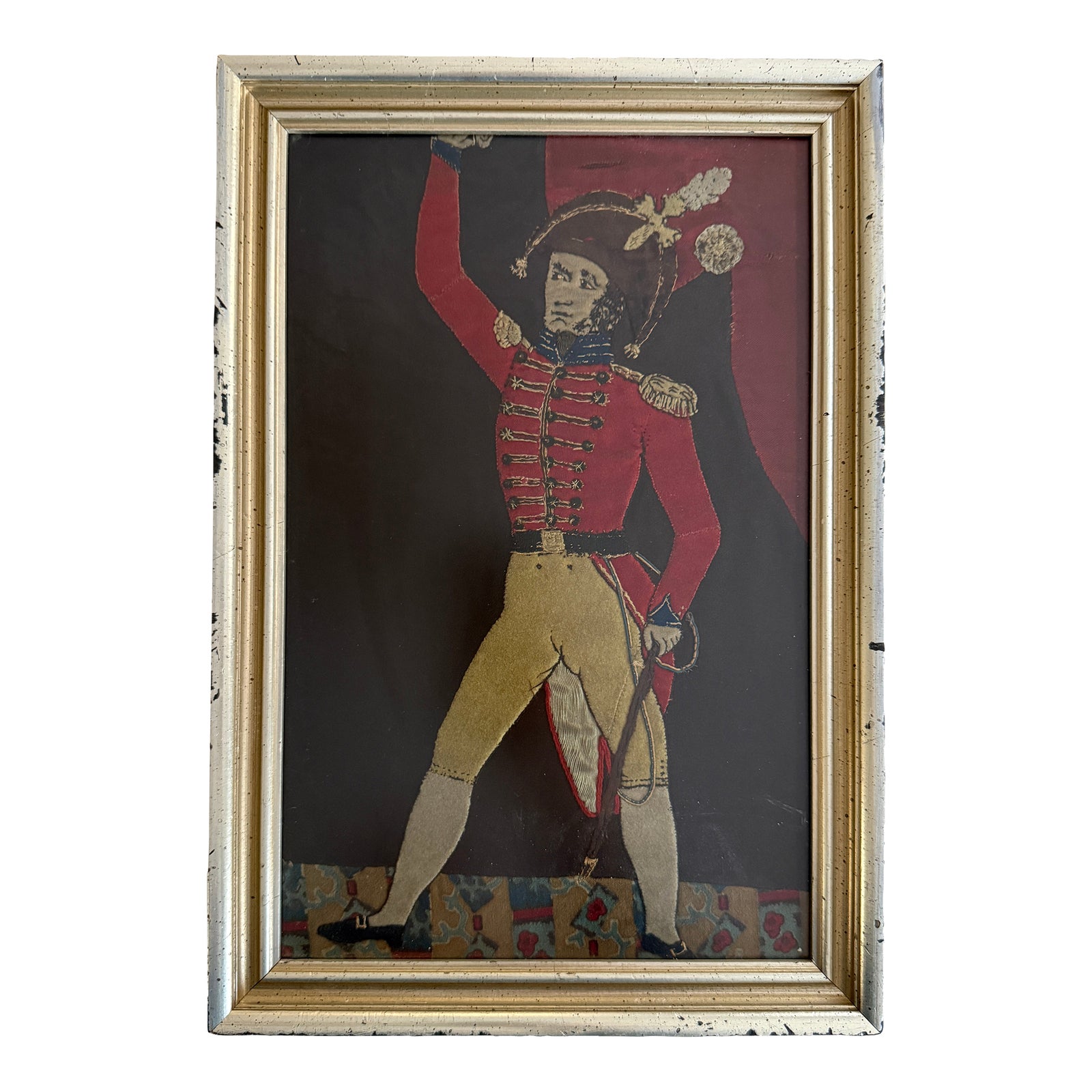 Vintage Napoleonic Hussar Soldier Textile Art Framed Wool Applique ...
