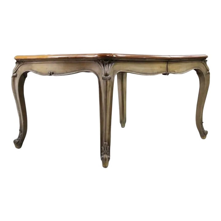 1930s French Provincial Inlaid Parquet Two Leaf Dining Table | Chairish