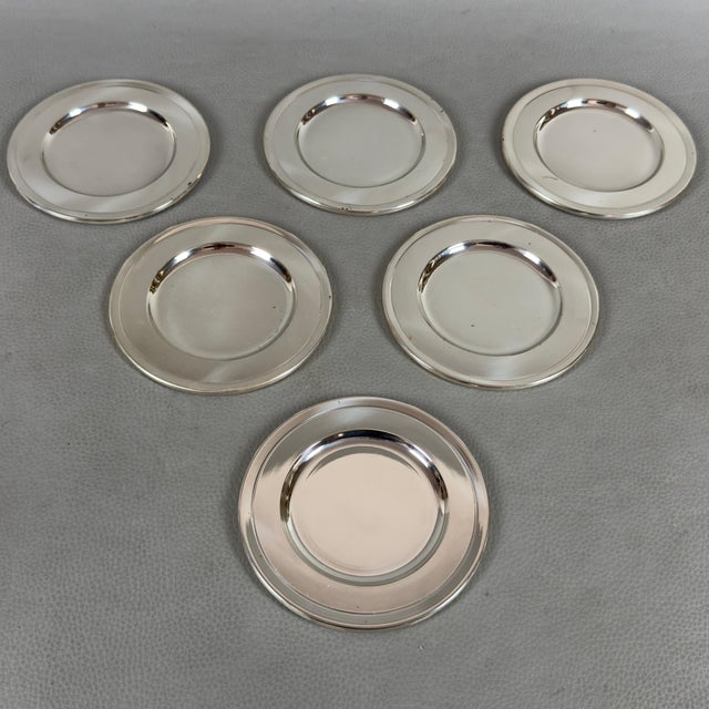 Hand-Worked Silver-Plated Brass Glasses and Coasters with Gilt Interior ...