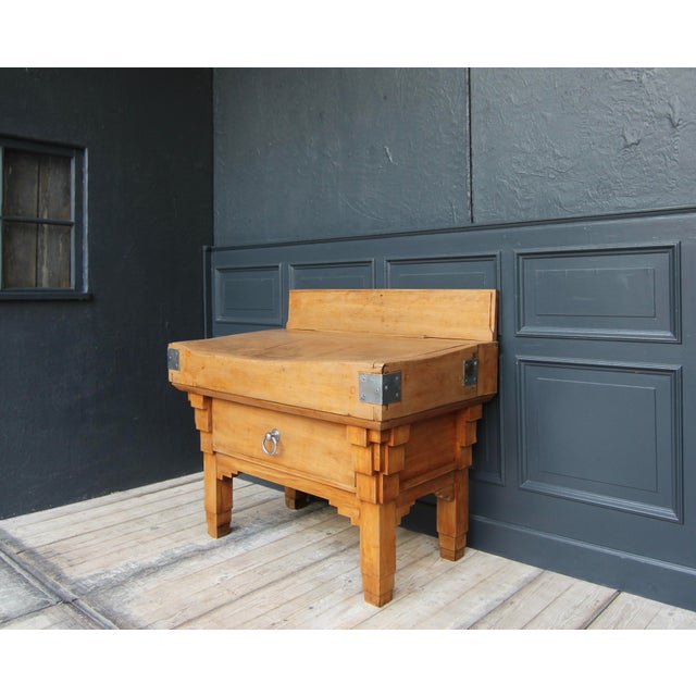 Vintage Art Deco Butcher Block Table, 1920s | Chairish