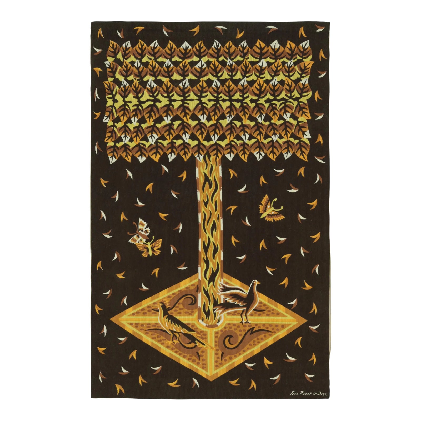 Signed Vintage Jean Picart Le Doux Tapestry With Tree Pictorial From ...