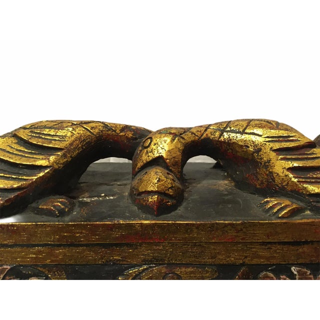 South East Asian Carved Wood Gold Gilt Brilliant Color Vintage Tabletop ...