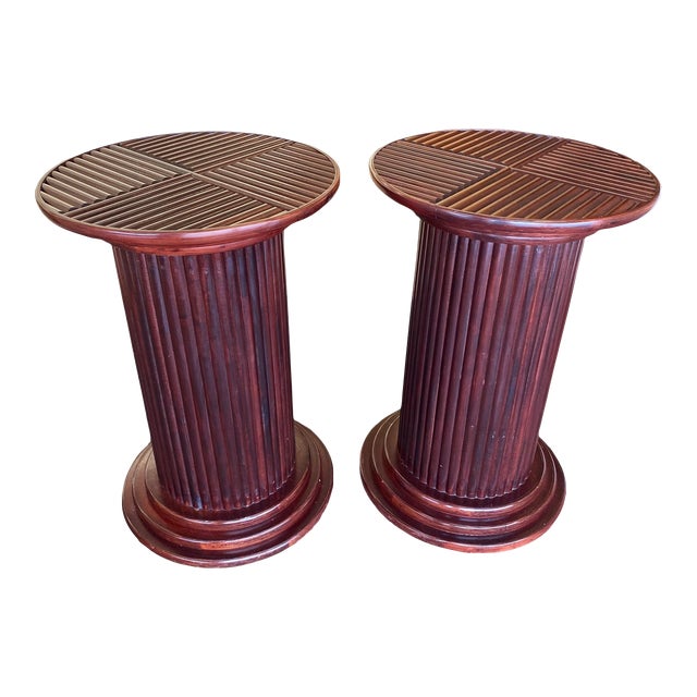 Mahogany Fluted Column Round Dining Table Bases - A Pair | Chairish