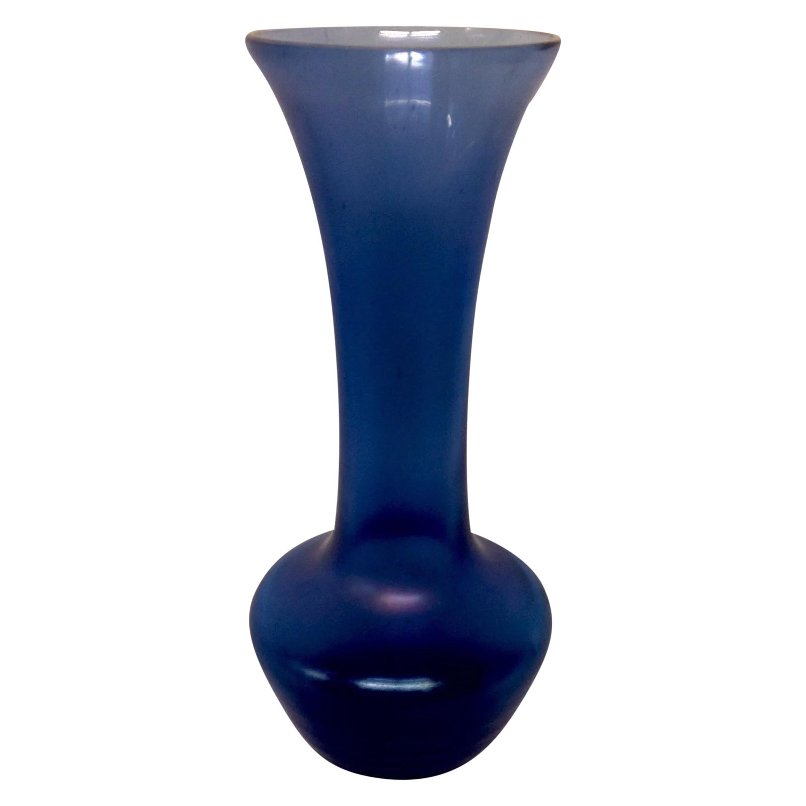 Dark Blue Iridescent Art Deco Glass Vase | Chairish