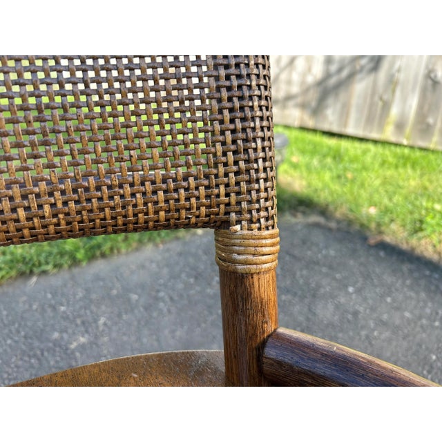 Vintage Rattan Swivel Arm Chair | Chairish