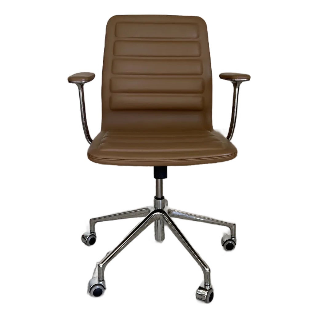 Rolling Tan Leather Lotus Desk Chair by Jasper Morrison | Chairish