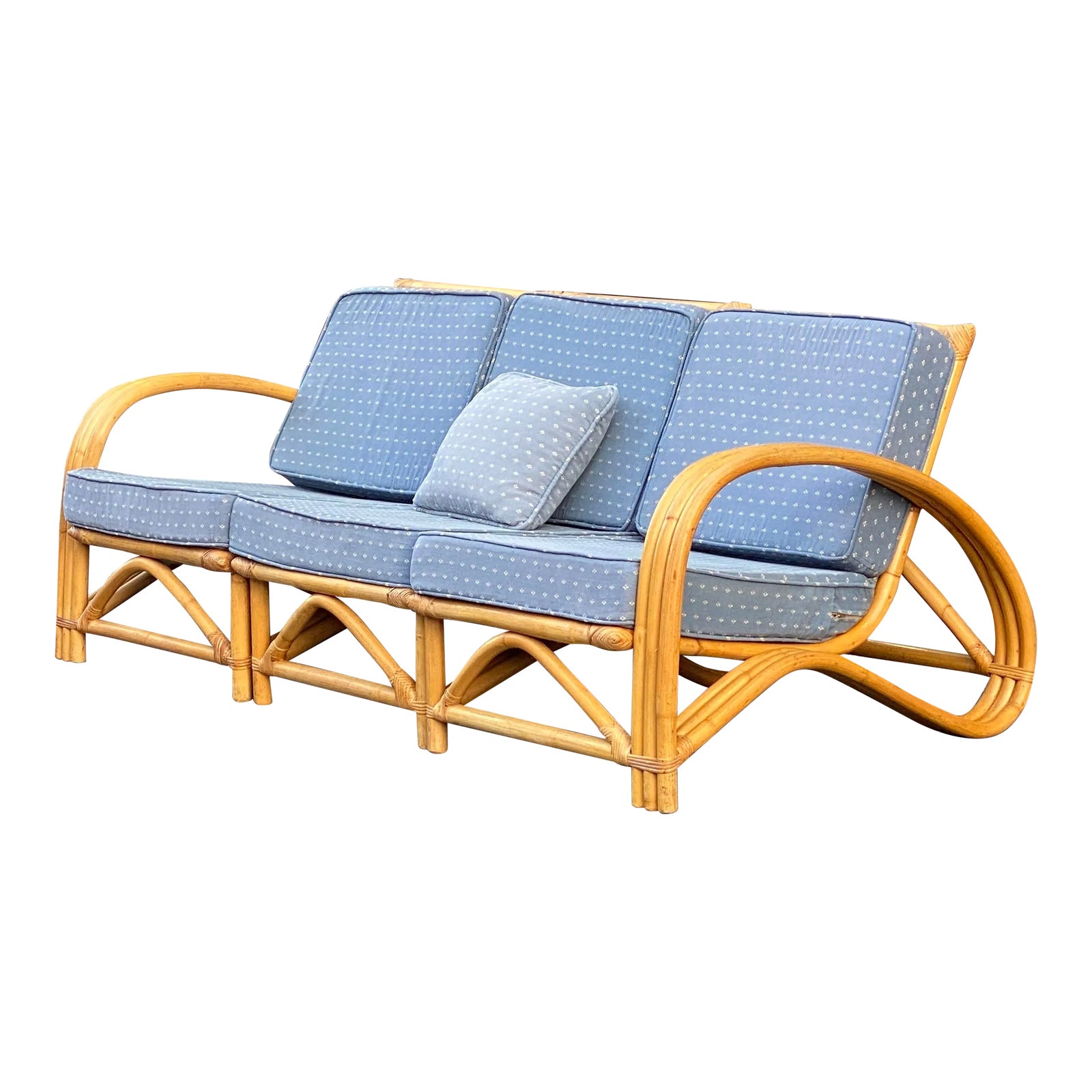 Mid-Century Modern Sculptural Three Strand Rattan Modular Sofa | Chairish