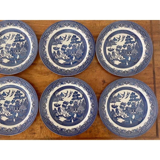 Vintage English Churchill Blue Willow Dinner Plates - Set of 10 | Chairish