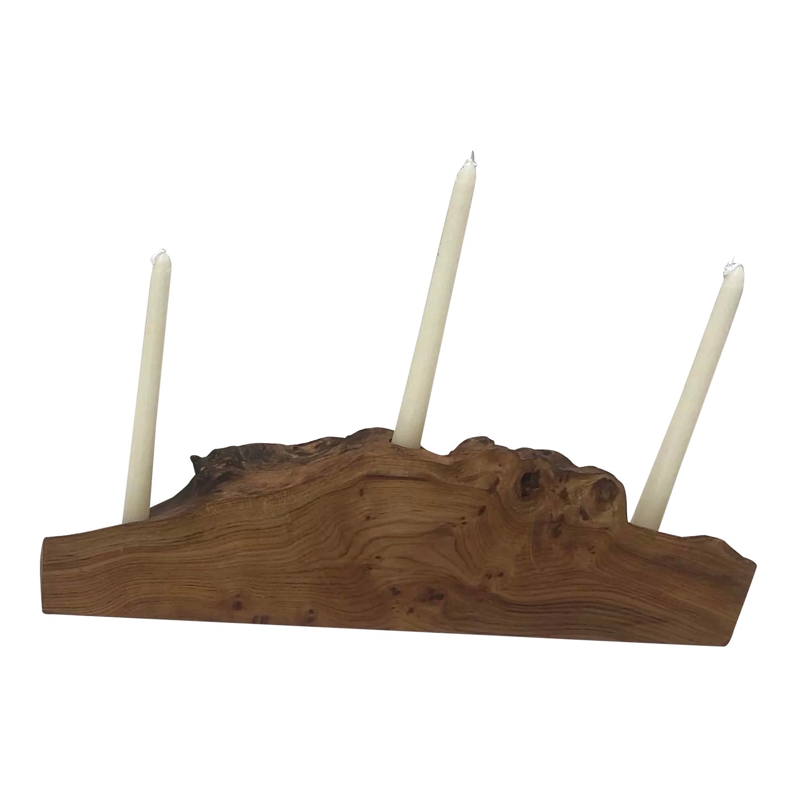 English Elm Candle Holder Handcrafted by Erik O. F. Schutz | Chairish