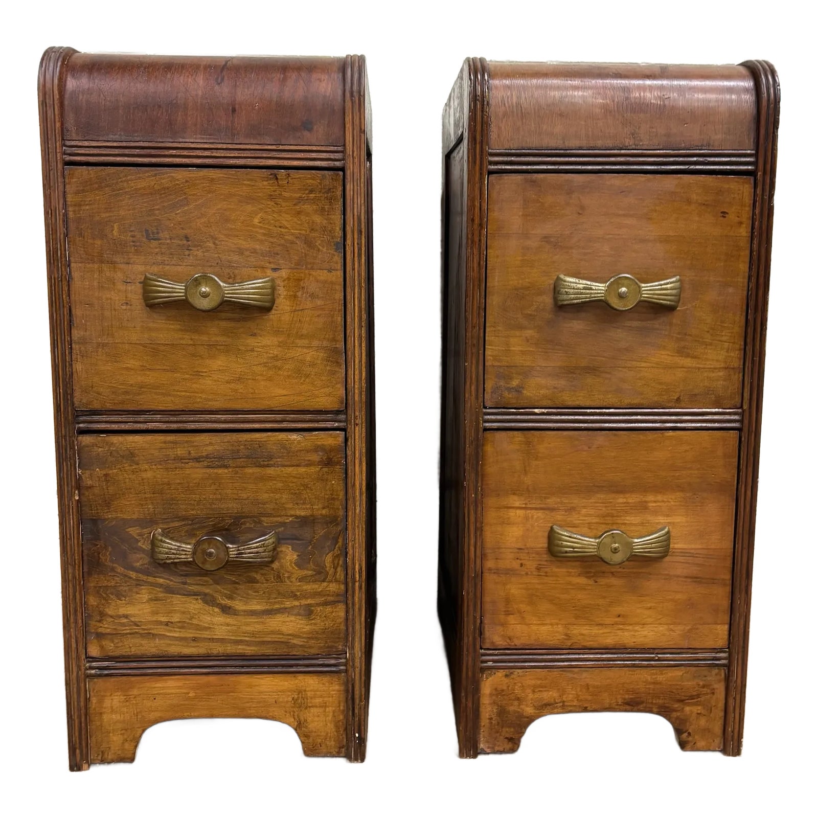 Vintage Art Deco Waterfall Nightstands Bedside Tables End Tables - Pair ...