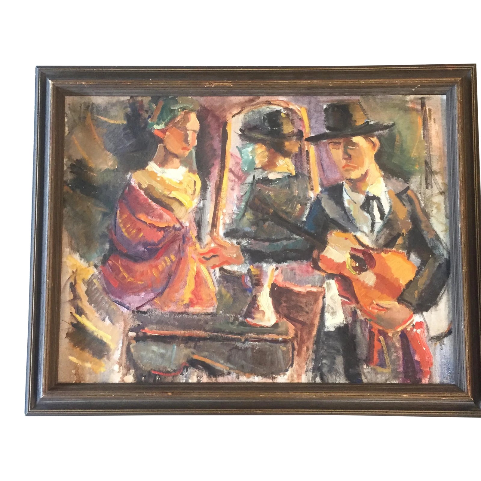Mid-Century Original Modernist Figurative Painting | Chairish