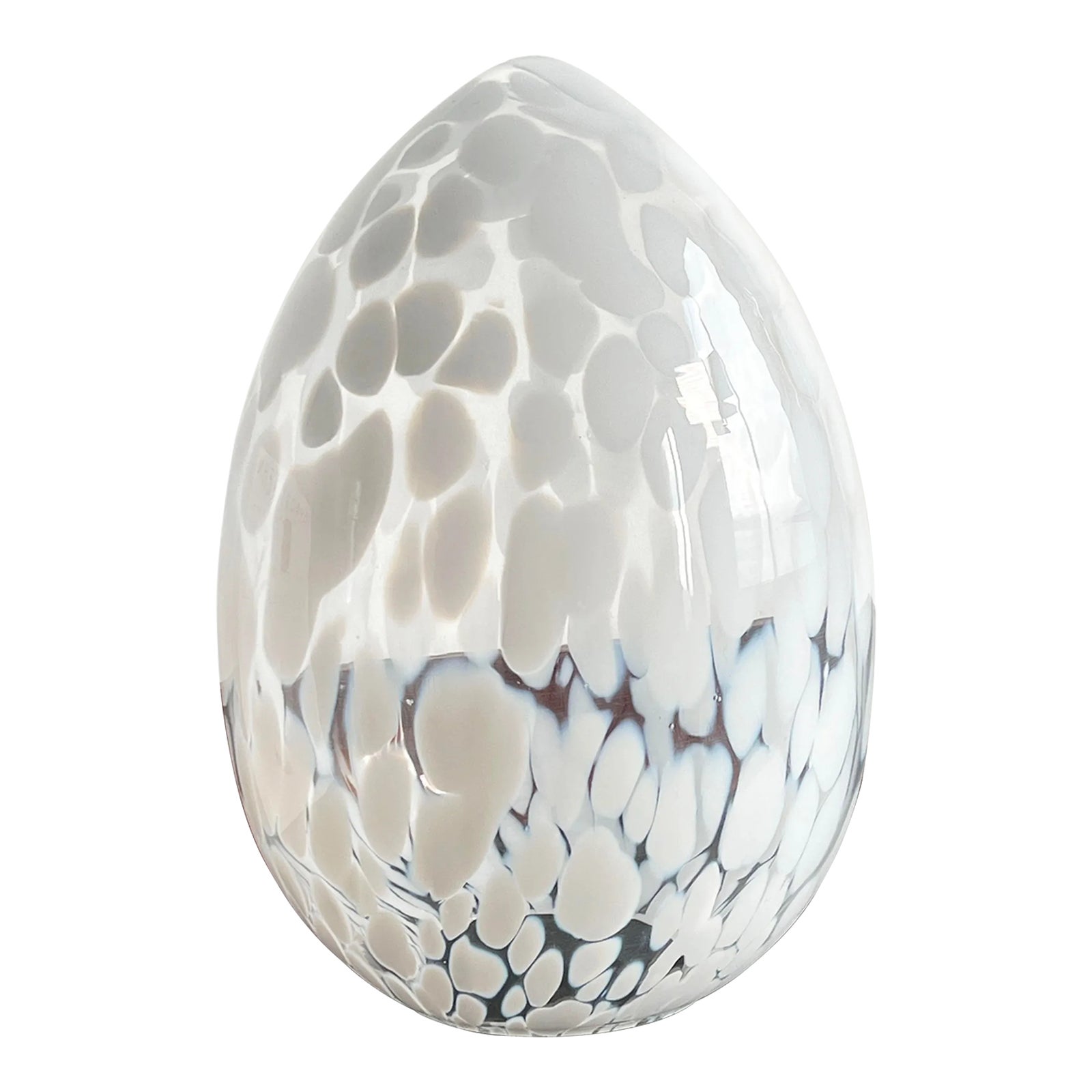Large Vintage 15" Murano Art Glass White Blown Glass Egg Sculpture ...