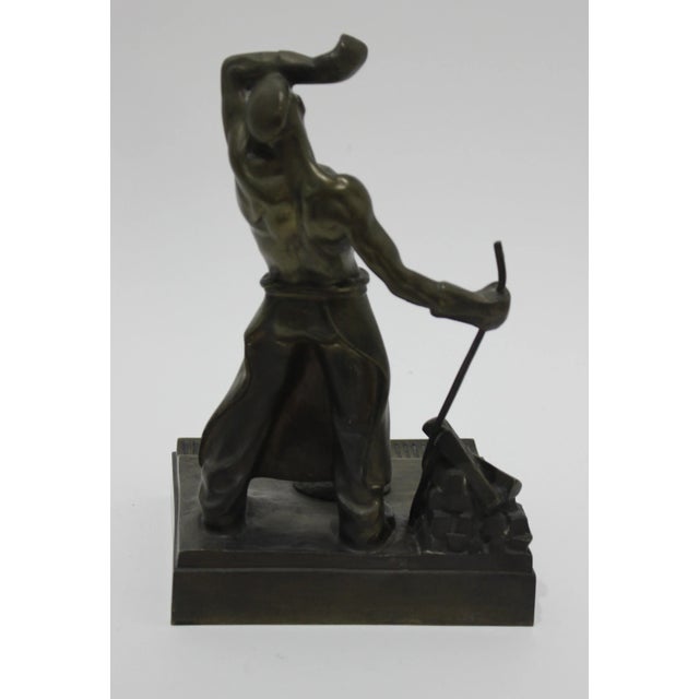 Heroic Smelter Worker 20th Century Bronze Sculpture Desk Set Signed by ...