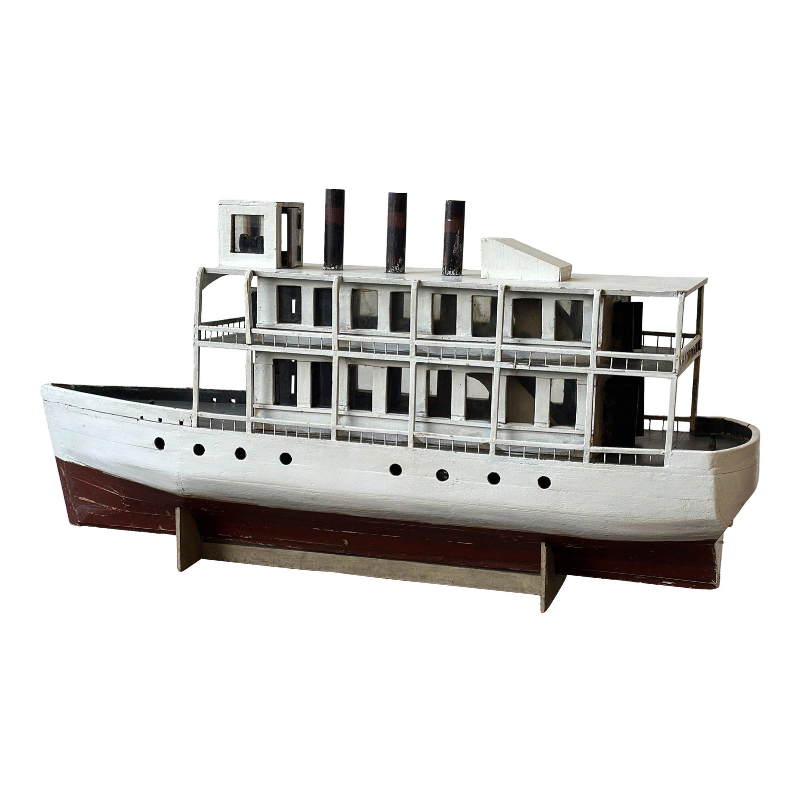Vintage Folk Art Handcrafted Steamboat Model, Circa 1940s | Chairish
