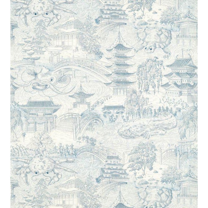 Eastern Palace Wallpaper - Blue - Sample | Chairish