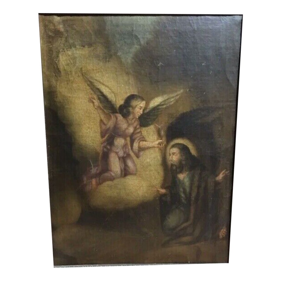 European Artist, Angelic Vision with Saint, 18th Century, Oil on Canvas ...