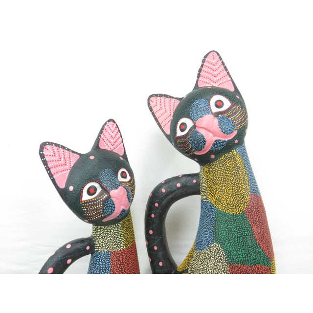 Vintage Large Balinese Hand Carved and Hand Painted Wooden Cat ...