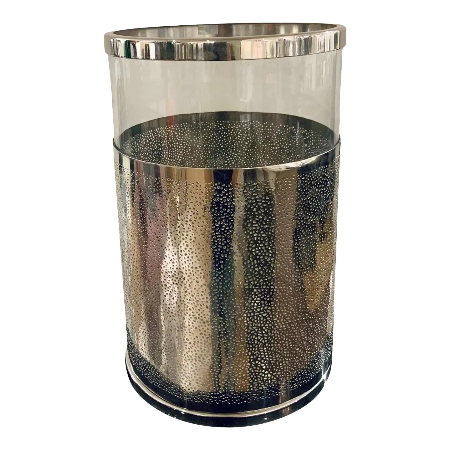 Arteriors Modern Pierced Nickel Bombay Glass Hurricane | Chairish