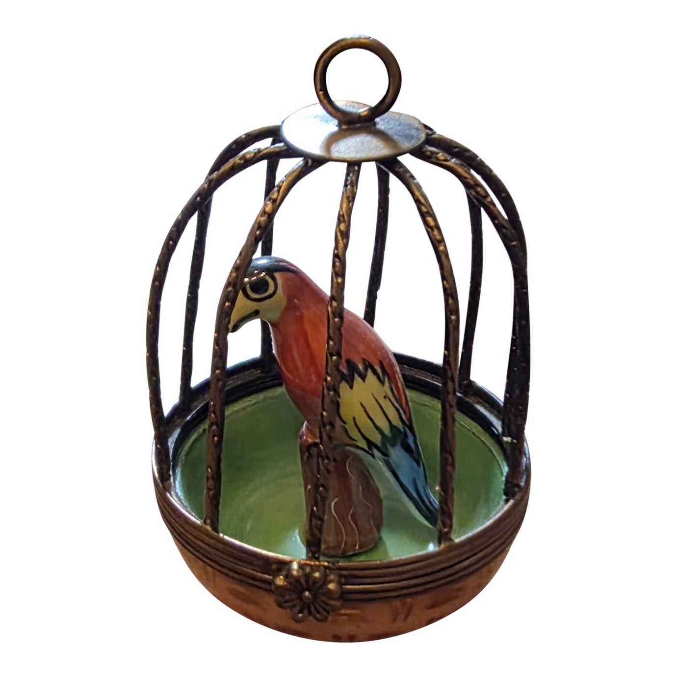 Vintage Limoges Porcelain Caged Parrot Box | Chairish