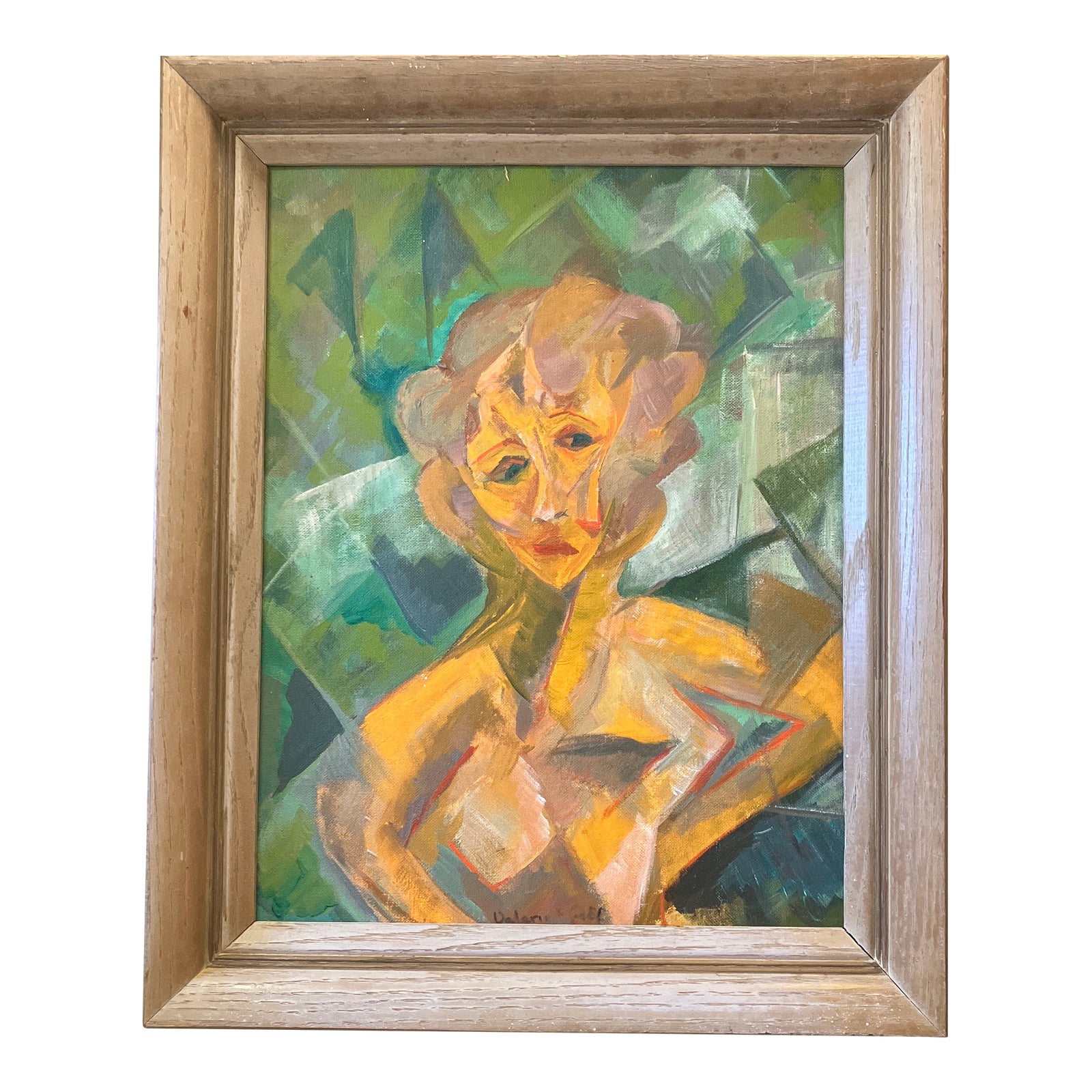 1970’s Mid Century Modern Abstract Cubist Female Portrait Painting ...