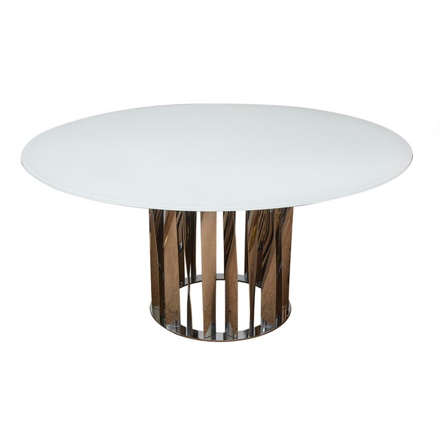 Cassina Rodolfo Dordoni Chrome Mylar and White Glass Dining Table, Desk ...