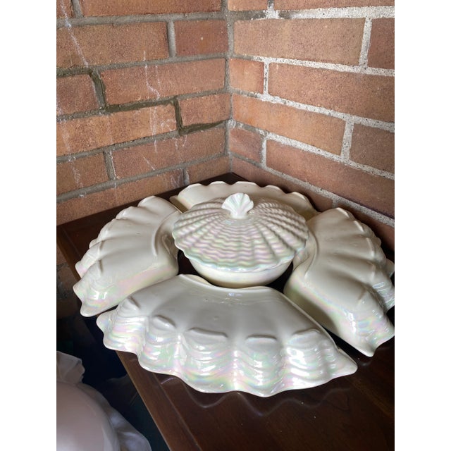 1960s Maddux of California Opal Iridescent Oyster Chip and Dip Set- 6 ...