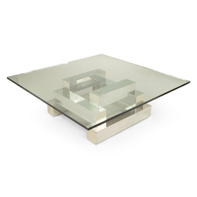 American Post-War Aluminum and Brass Coffee Table | Chairish