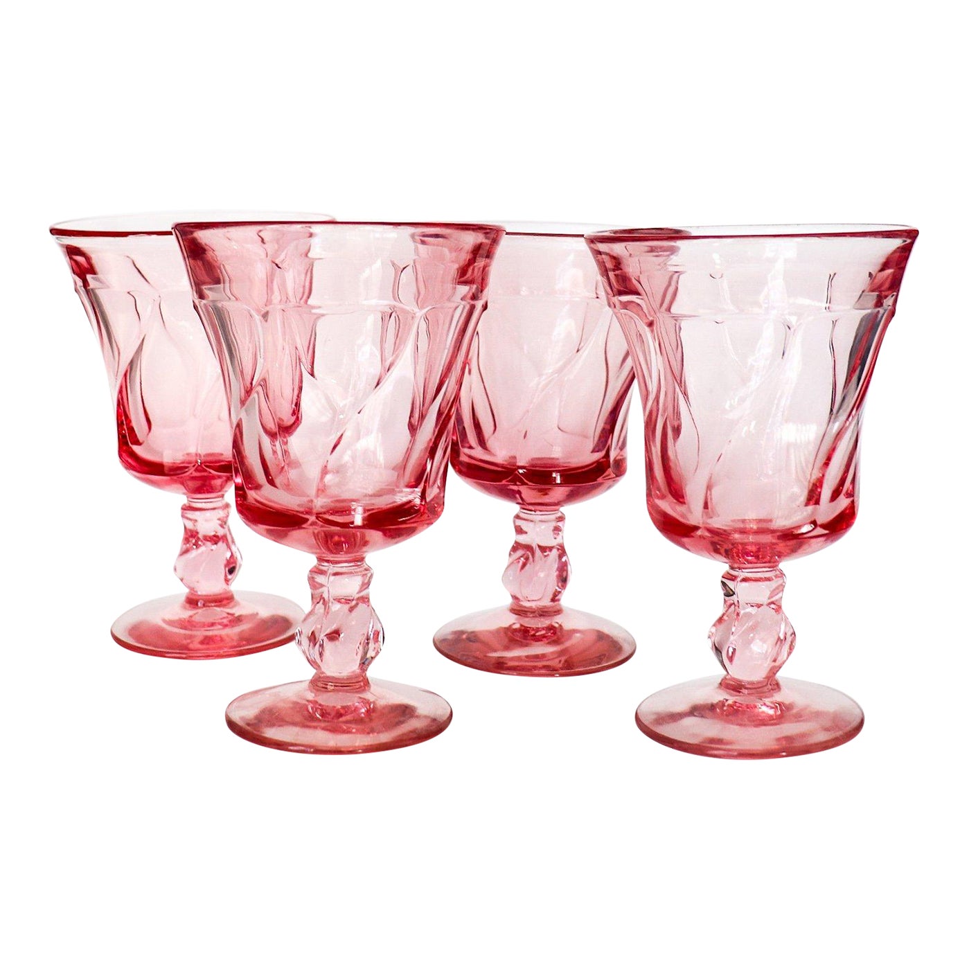 1950s Mid Century Fostoria Jamestown Pink Goblets - Set of 4 | Chairish