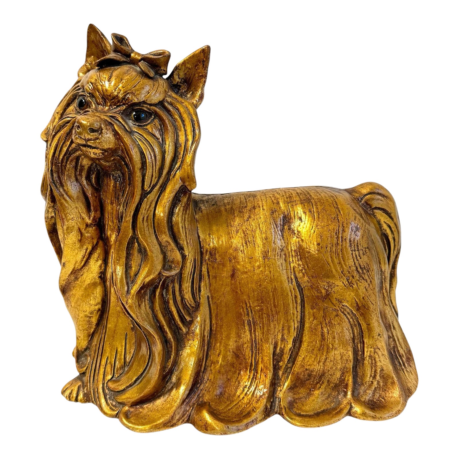 Kay Finch Yorkshire Terrier Gold Leaf Glaze Silky Yorkie Seated Dog ...