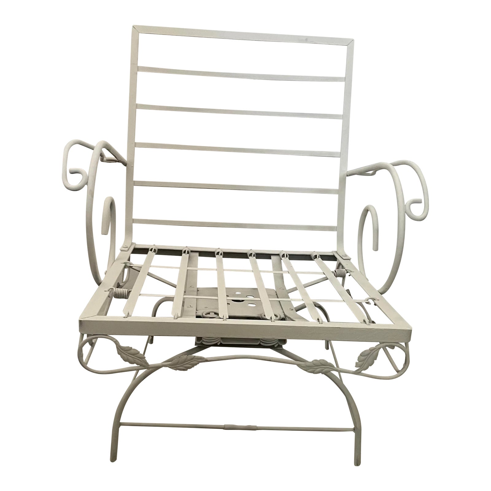 1960s Vintage Mid Century Modern Wrought Iron Swivel Coil Spring Chair ...