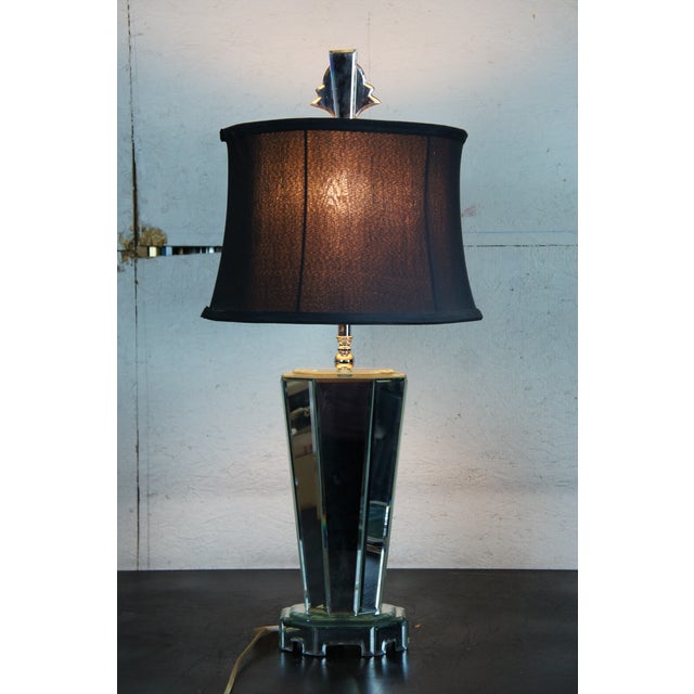 Vintage Venetian Art Deco Style Mirrored Chrome Vanity Table Lamp ...