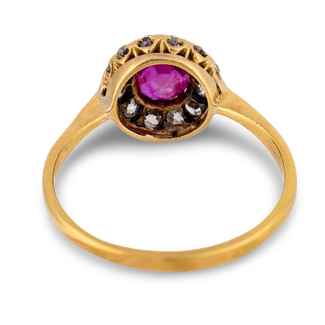 19th Century Victorian Gia Burma No Heat Ruby Diamond 18k Yellow Gold ...