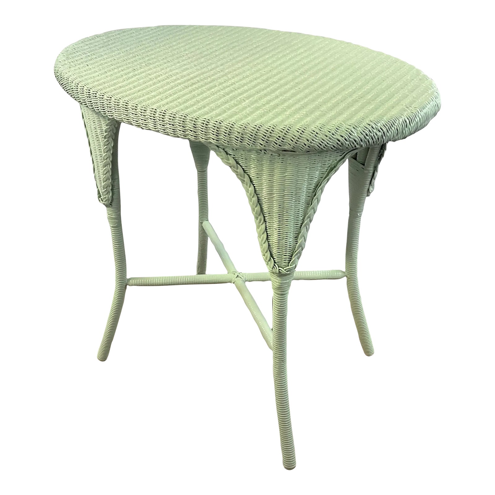 1940s Vintage Boho Chic Coastal Heywood-Wakefield Mint Wicker Oval ...