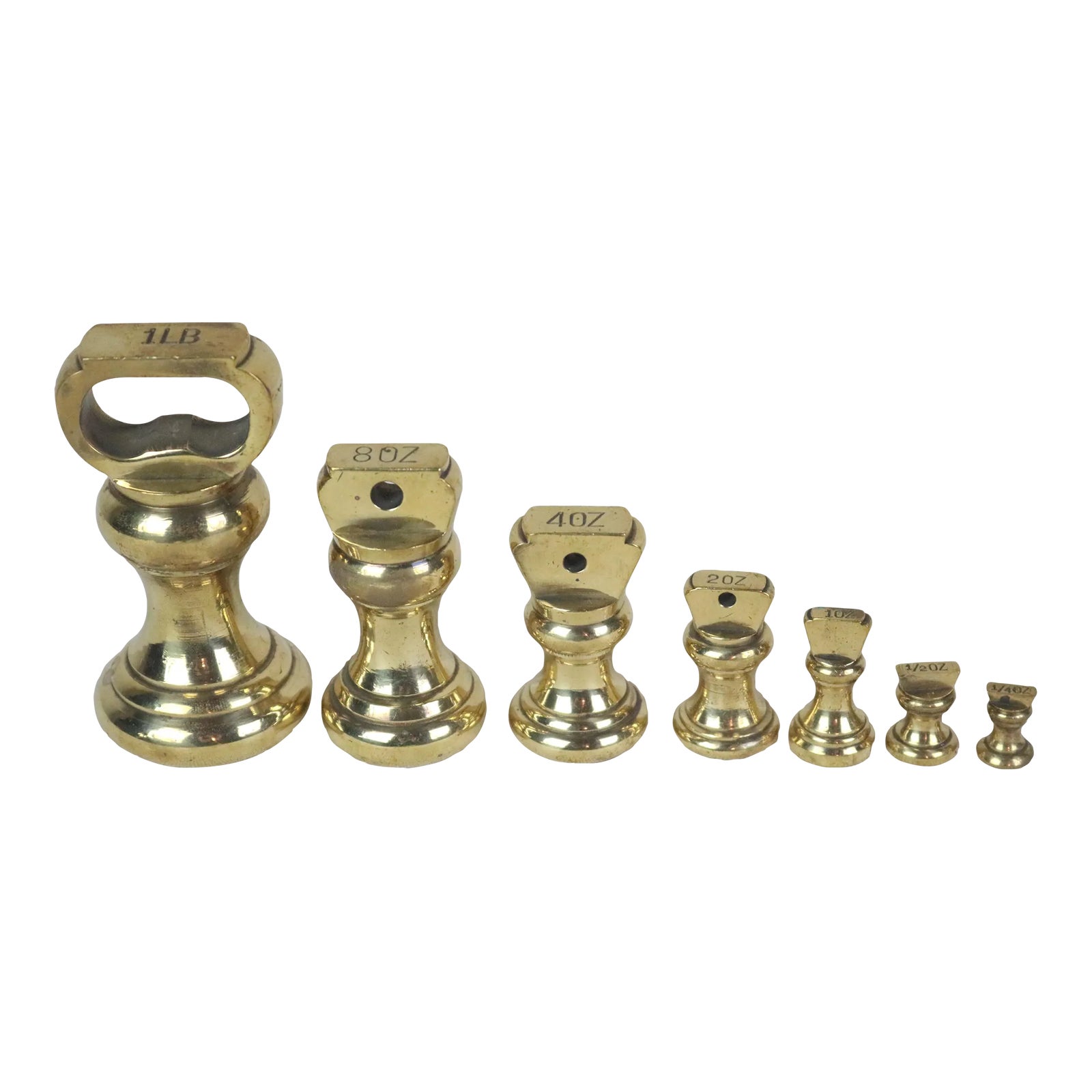 Late 19th Century English Brass Weight Set | Chairish