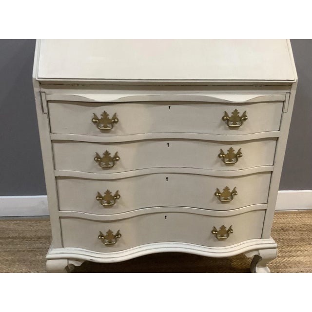 Painted Oyster Off White Vintage Secretary Drop Down 4 Drawers Chest Claw Feet Short Style ...