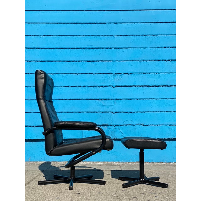 Mid 20th Century Danish Modern Kebe of Denmark Black Leather Recliner ...