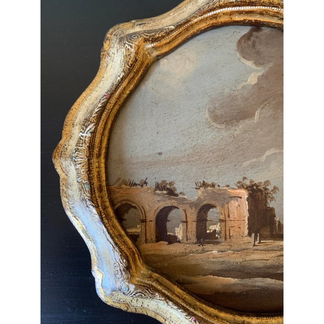 Vintage Italian Capriccio Framed Oil on Canvas Painting of Landscape ...