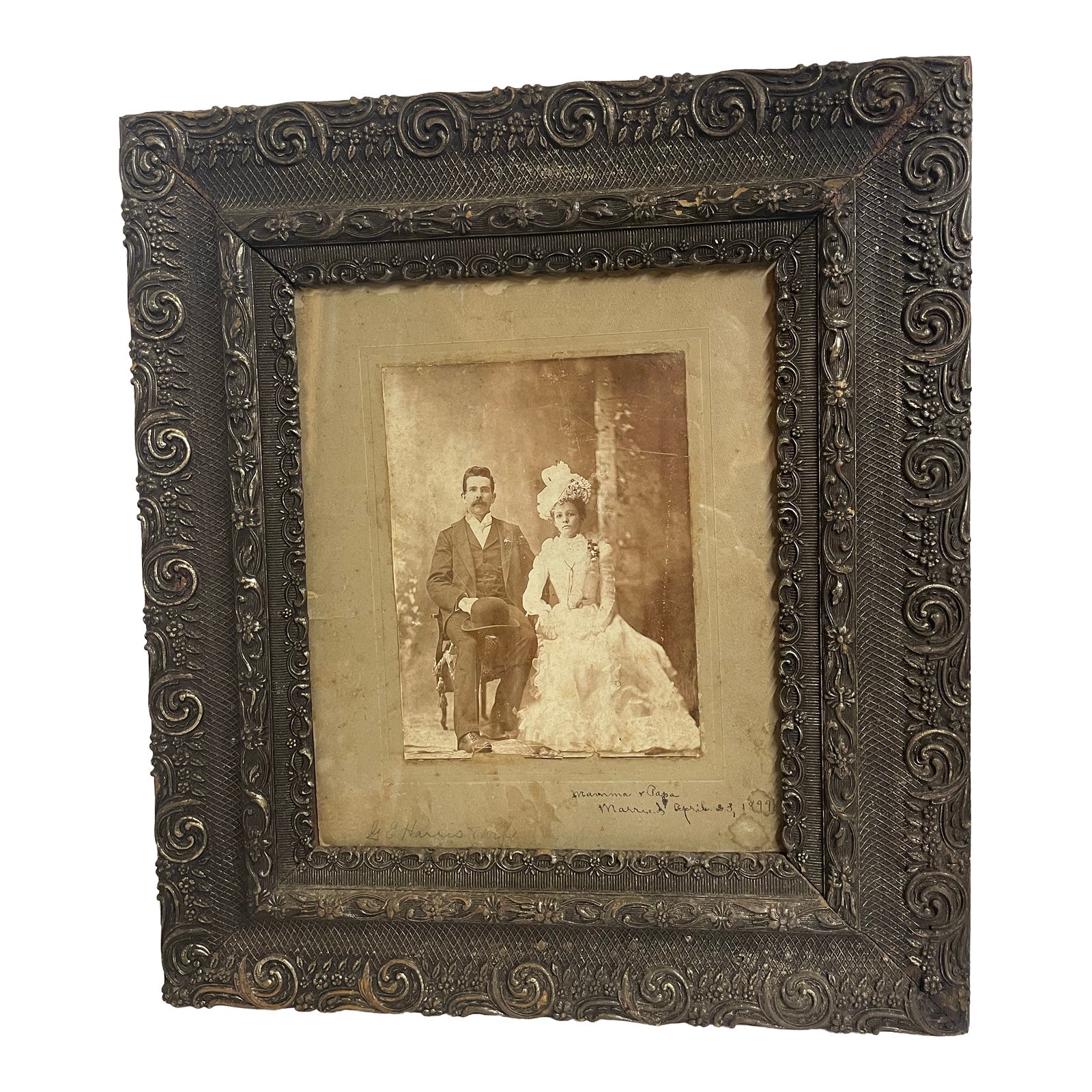 Antique 1899 Wedding Photo in Original Frame | Chairish