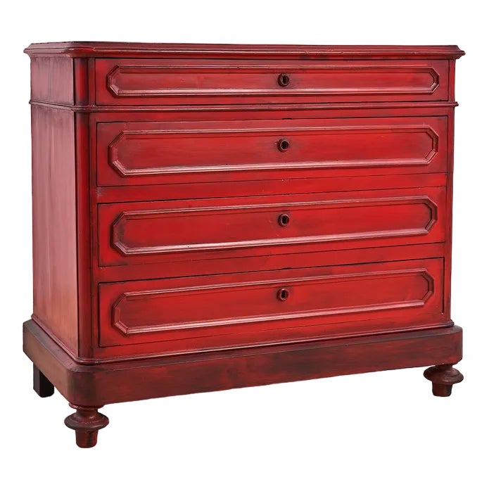 Vintage Red Chest of Drawers | Chairish