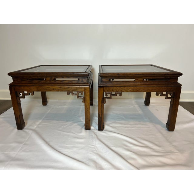 Vintage 1970s Chinese Fretwork Two Piece Coffee Table Set With Smoke ...